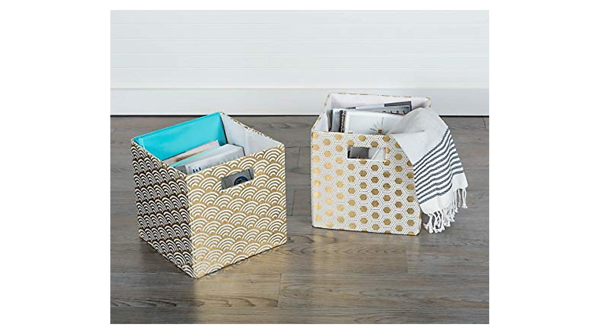 DII Collapsible Hard Sided Bin - Gold, Large Storage Solution