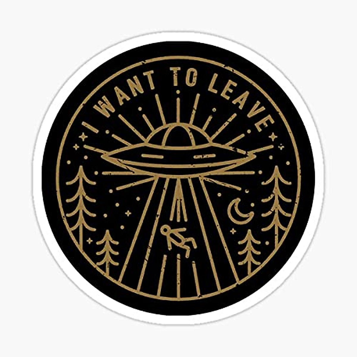 STICKY DUDE Alien Sticker, I Want to Leave UFO Sticker - Yeti Cup UFO Vinyl Waterproof Car Bumper Decal Car Laptop Wall Window Bumper Sticker