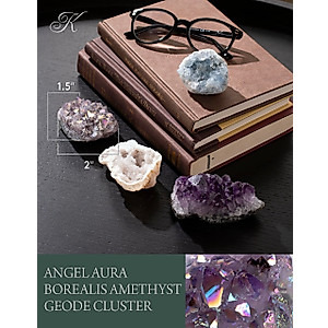 KALIFANO Angel Aura Amethyst Geode - Titanium Bonded High Energy Amatista Crystal - Natural Reiki Wicca Rock with Healing and Calming Effects (Family Owned and Operated)