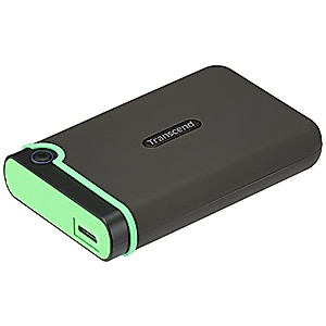 Transcend 4TB SJ25M3, USB 3.1 Portable Hard Drive Rugged, Anti-Shock Resistant, Compact and Lightweight with Lightning-Fast Speeds, One Touch Backup Button, Iron Grey - TS4TSJ25M3S