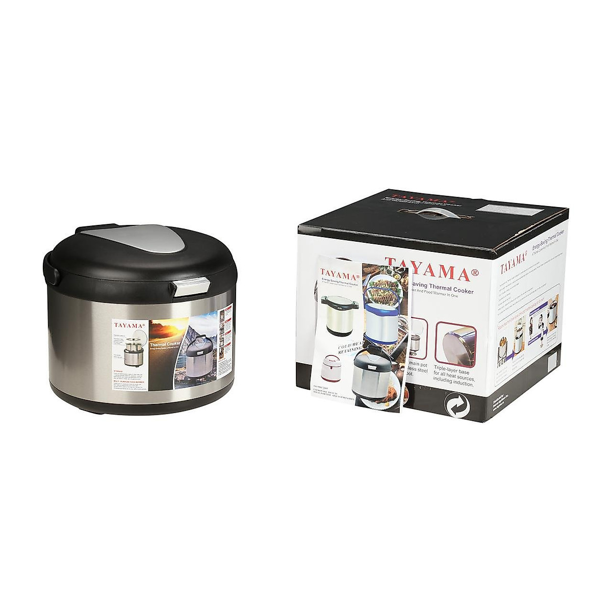 Tayama TXM-50CF Energy-Saving Thermal Cooker, 5 L, Black