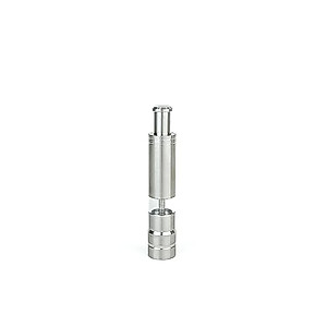 Fletchers' Mill Stainless-Steel Pump and Grind Salt or Pepper Mill, Modern Thumb Button Grinder, One-Handed Operation
