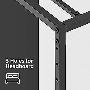 Full Metal Platform Bed Frame No Box Spring Needed Heavy Duty Steel Slat with Storage Easy Assembly, Black