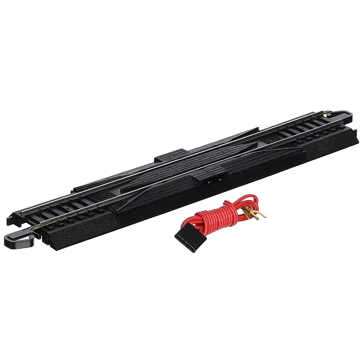 Bachmann Trains - Snap-Fit E-Z TRACK 9” STRAIGHT TERMINAL RERAILER w/WIRE (1/card) - STEEL ALLOY Rail With Black Roadbed - HO Scale