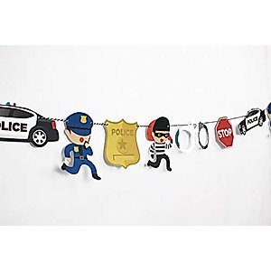 Cops and Robbers - Garland | Cop Party Decoration | Boy Birthday Party | Cops, Robbers, Police Car, Police Badge, Handcuffs, Stop Sign | Kids Party Decor