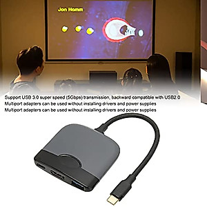 USB C Hub 3 in 1 Multiport 5 Gbps USB 3.0 USB C to HD Multimedia Interface Adapter 100W 3 in 1 PD Charging Port for Smartphone Gray Black