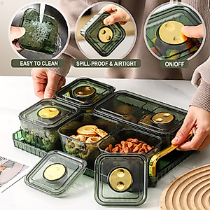 BFU split sealed snack box, covered dried fruit tray, Candy food storage box, split tray, 5 independent snack boxes, cooked food containers, 12 inches