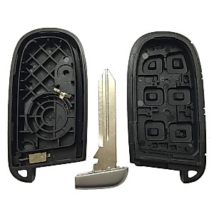 Smart Key Fob Case Shell Fit for Dodge Charger Challenger Dart Durango Journey Chrysler 300 Jeep Grand Cherokee 5 Buttons Replacement Keyless Entry Remote Key Fob Cover Housing (Black)