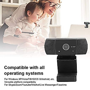 DUSC HD Webcam, Webcam Low Light Correction CMOS Sensor for Video Calling for Conferencing(Black)