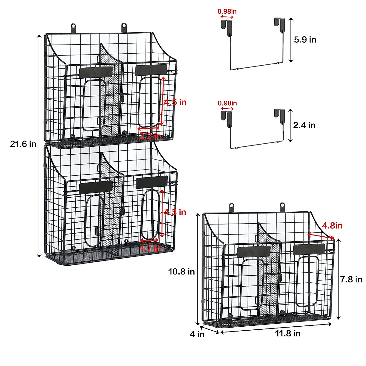 Dispenser Plastic Bag Holder With Detachable Grid Divider, Bag Saver Over the Cabinet Door Organizer with Nameplates for Trash Grocery Bags Cuttingboard Holder for Kitchen Storage Hanging&Wall Mounted