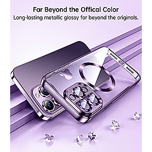 JUESHITUO Magnetic Clear for iPhone 14 ProMax Case with Full Camera Protection, No.1 Strong N52 Magnets, for iPhone 14 Pro Max Case, for Magsafe Women Girls Men Phone Case (6.7")-Deep Purple