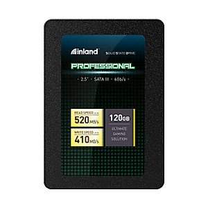 INLAND Professional 120GB SSD 3D NAND SATA III 6Gb/s 2.5" 7mm Internal Solid State Drive (120GB)