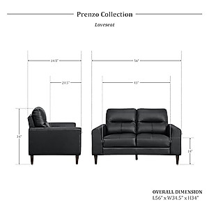 Lexicon Prenzo Leather Match Living Room Sofa Set, 3-Piece, Black