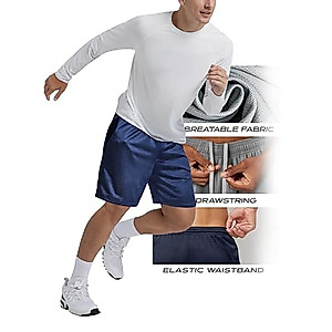 Hat and Beyond Mens Lightweight Basic Mesh Solid Basketball Jersey Workout Fitness Gym Shorts (X-Large, 1ihb01_Purple)