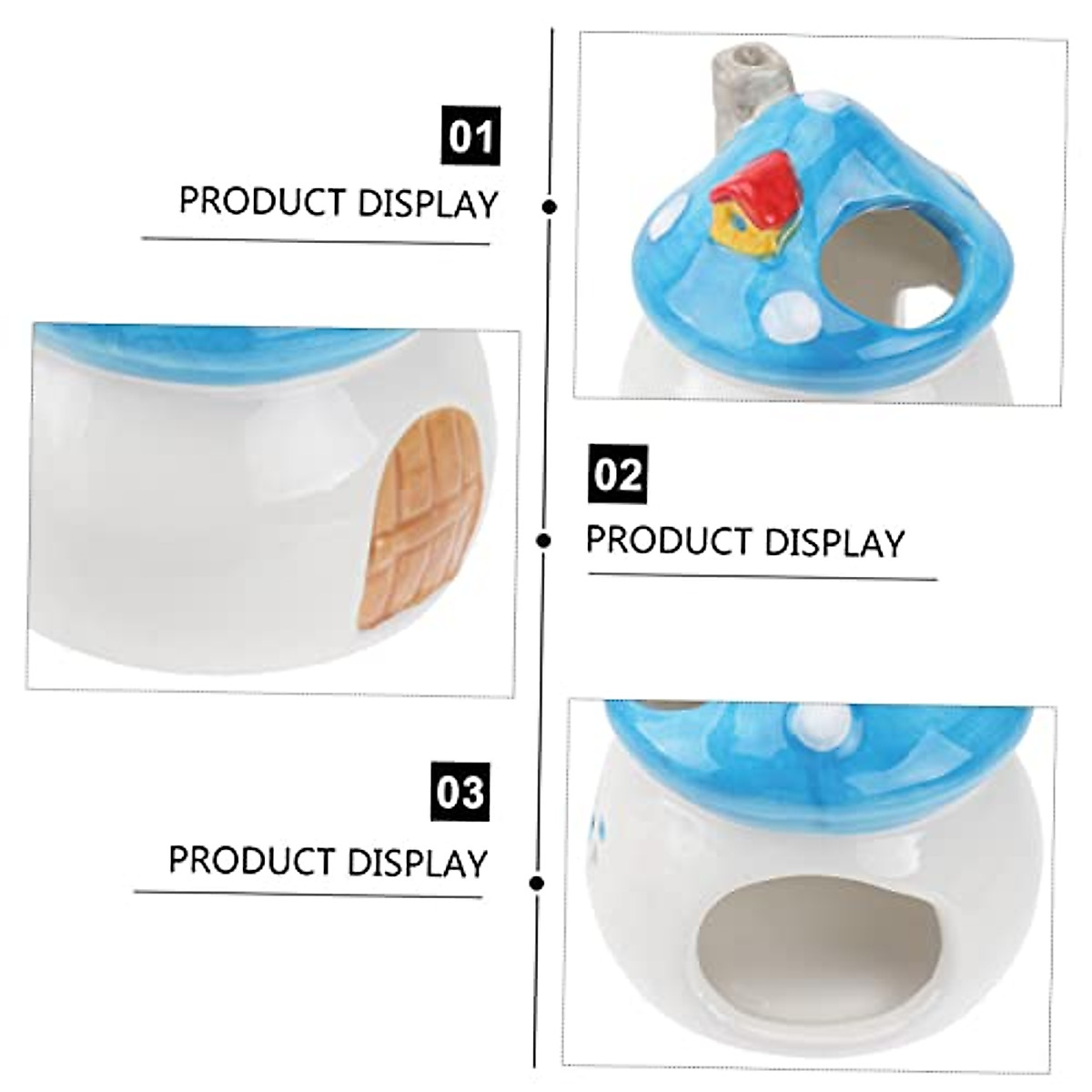 COLLBATH Mushroom Ceramic Nest Bath Animal Cage - Chinchilla Cage Accessories Hamster Accessories for Cages Small Animal Cage Accessories Pet Supply Small Animals House Red