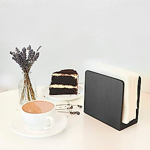 Napkin Holder For Table - Wooden Farmhouse Napkin Holders, Black Simple Upright Vertical Dining Table Cocktail Napkins Dispenser, Kitchen Rustic Natural Walnut Wood For Paper Napkins