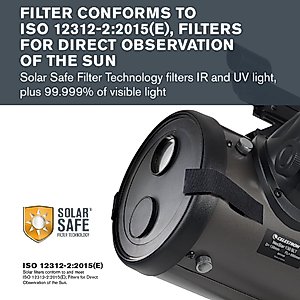 Celestron – EclipSmart Safe Solar Eclipse Telescope Filter – Meets ISO 12312-2:2015(E) Standards – Works with Existing 127 and 130 Telescopes – Observe Solar Eclipses and Sunspots – Safe, Snug Fit