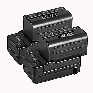 GVM 2 Pack NP-F750/770 4400mAh Batteries with Travel Chargers for NP-F975, NP-F960, NP-F950, NP-F930, NP-F770, NP-F750, NP-F550, DCR, DSR, HDR, FDR, HVR, HVL and LED Light