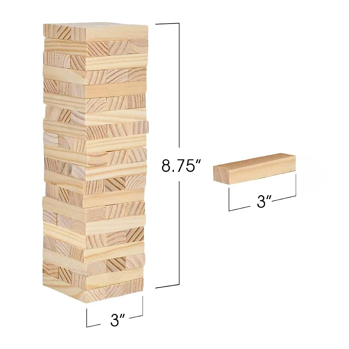 ArtCreativity Wooden Tower Game, Wood Tumbling Blocks Set with 54 Pieces, Fun Indoor Game Night Games for Kids, Adults & House Parties, Development Toys for Children, Great Gift Idea