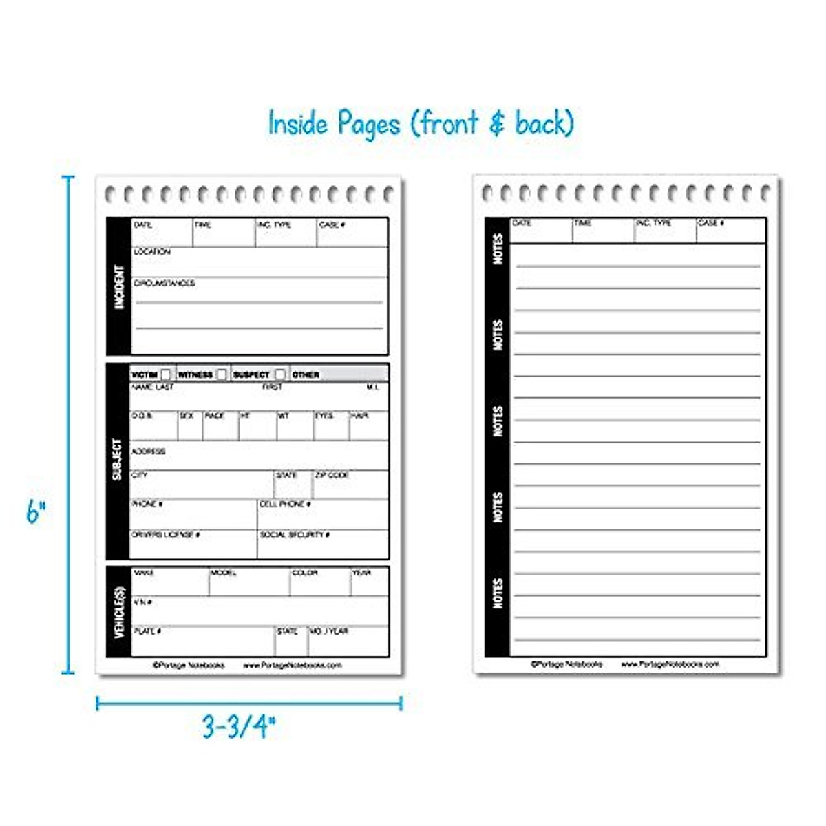 Portage Police Interview Notebook - Durable & Portable