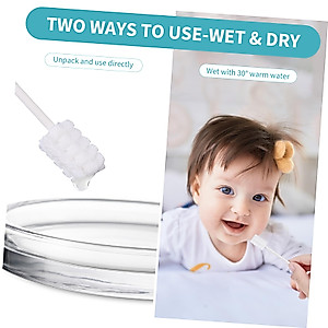 Healifty 30Pcs Oral Brush Mouth Sponge swabs Newborn Disposable Tools for Toddlers Infant Gauze Baby White Oral Care deciduous Teeth