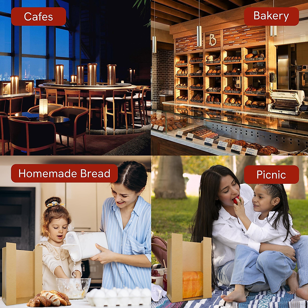 Riccle Large Bread Bags, Sourdough Bread Bags for Homemade Bread, 50% Thicker 13.7x8.2x3.7in, 30 Pcs Bakery Bags with Window and 30 Sealing Stickers - Paper Bread Bag For Kitchen Use, Bread Loaf Bags