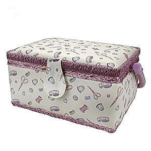 LUKEO European Style Portable Sewing Box Needle Thread Storage Case Container Home Bedroom