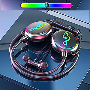 Wireless Bluetooth Halter Neck Headphones RGB Led Breathing Lamp Multi-Function Sports Earbuds in-Ear 5.3 Support Sd-Card, 3D Stereo Sound for Sports Gym