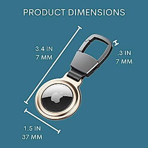 Deluxe AirTag Keychain, Metal and PU Leather Key Ring for Apple AirTag, Air Tag Key Anti-Loss Device (Gold)