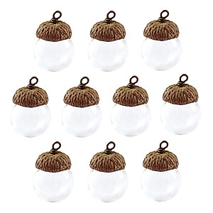 6PCS DIY Glass Vial With Acorn Caps Wishing Bottles Pendants Jewelry Accessory (P-20MM Ball-Acron Cap)