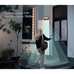 DAWALIGHT Solar Outdoor Wall Light, Motion Sensor with 3 Lighting Modes 3000K ip44 Waterproof, Solar Light Patio Porch Decoration Aluminum Black
