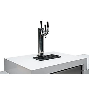 Mont Alpi MA-KEG Stainless Steel Outdoor Rated 3 Beer Tap Kegerator Keg Center Refrigerator Module w/Digital Display + White Granite Countertop - Holds 3 Pony Kegs - Fits Island Grills