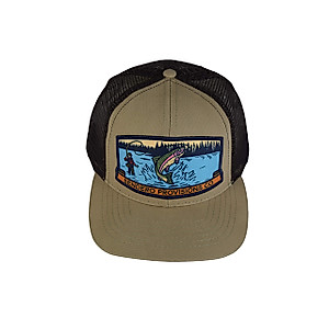 Sendero Provisions Co. Outdoor Snapback Hat with Fly Fishing Sublimated Patch & Mesh Back for Breathability (Khaki/Brown)