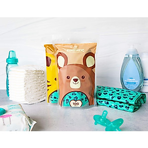 Disposable Diaper Bags, by Kinderific, Nappy Bags, Fresh Scent, Packed in 4 Resealable Ziploc Bags, Perfect Waste Bag for Dog Poop, Easy Tie Sack, 400 Bags