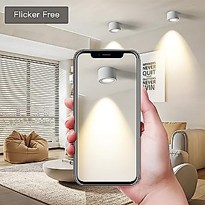 3.9" LED COB Ceiling Spotlight Indoor,7W 3000K Dimmable Warm White Directional Accent Light Fixture,White Aluminum Spot Light for Hallway Corridor Gallery Display Kitchen Living Room and Bedroom