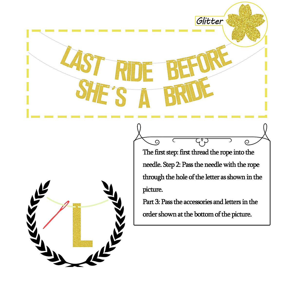 Last Ride Before She's a Bride Banner Gold Glitter, Western Bachelorette Party Decorations, Nashville Bachelorette Party Banner, Cowgirl Bride Banner, Western Cowgirl Bachelorette Party Decorations