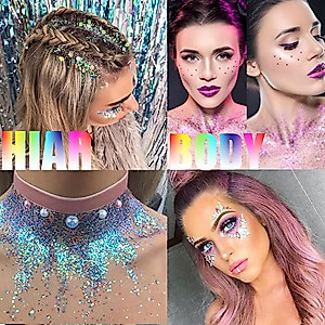 Body Glitter Holographic Glitter Liquid for Festival Make Up,Face Glitter Sequins Chunky for Hair and Eyeshadow Long-Lasting No Glue Needed and Easy to Remove.