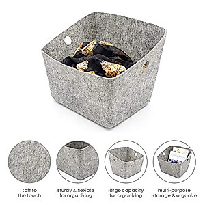 Welaxy Storage Basket Organizer Bins Cone Shelf Baskets for Magazine Books Kids Toys pet Toy Junk Organize 3-Piece (Gray x 3)