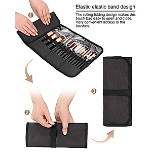 OCHEAL Makeup Brush Holder,Makeup Brush Organizer,Travel Makeup Brushes Bag Cosmetic Bags Pouch for Women Cosmetic Brushes Makeup Artist -Brushes Not included