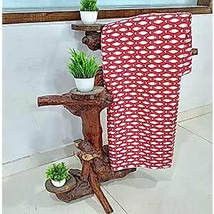 Trade Star 3 Yard 100% Cotton Printed Fabric for Dressmaking Indian Running Natural Dye Fabric for Sewing Ethnic Sanganeri Fish Print Fabric by The Yard Width 44 Inches (Pattern 1)