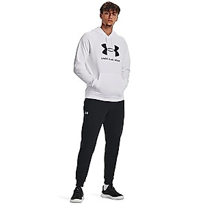 Under Armour Men's Rival Fleece Logo Hoodie, (100) White / / Black, Medium