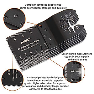 AIRIC 50pcs Oscillating Tool Blades for Wood Plastic Soft Metal Multi Tool Blades Quick Release Saw Blades, Compatible with DeWalt Demel Rockwell Black&Decker, etc Brands' Tools