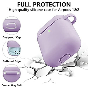 Case for Airpods,AIIEKZ Cute Airpod 1&2 Cover for Girls Women,Soft Silicone Protective Case with Beaded Bracelet Keychain (Lavender Purple)