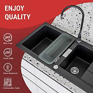 Collapsible Colander, Over the Sink Colander Strainer Basket 8x14-19 inch Size, Extendable Strainers and Colanders