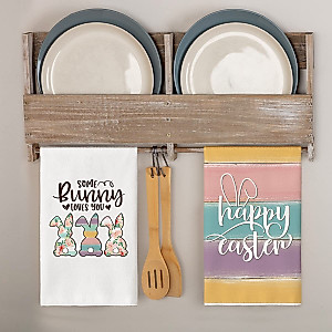 Artoid Mode Some Bunny Loves You Happy Easter Home Kitchen Towels, 18 x 26 Inch Holiday Spring Ultra Absorbent Drying Cloth Dish Towels for Cooking Baking Set of 2