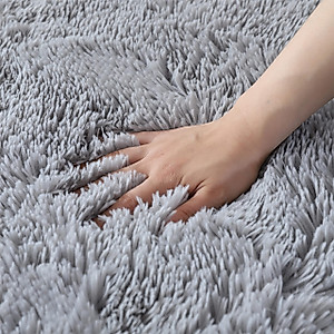 Vafodo Fluffy Bedroom Rug Carpet,8x10 Feet Shaggy Fuzzy Rugs for Bedroom,Soft Rug for Kids Room,Plush Nursery Rug for Baby,Solid Deep Grey Area Rugs for Living Room,Cute Room Decor for Girls Boys