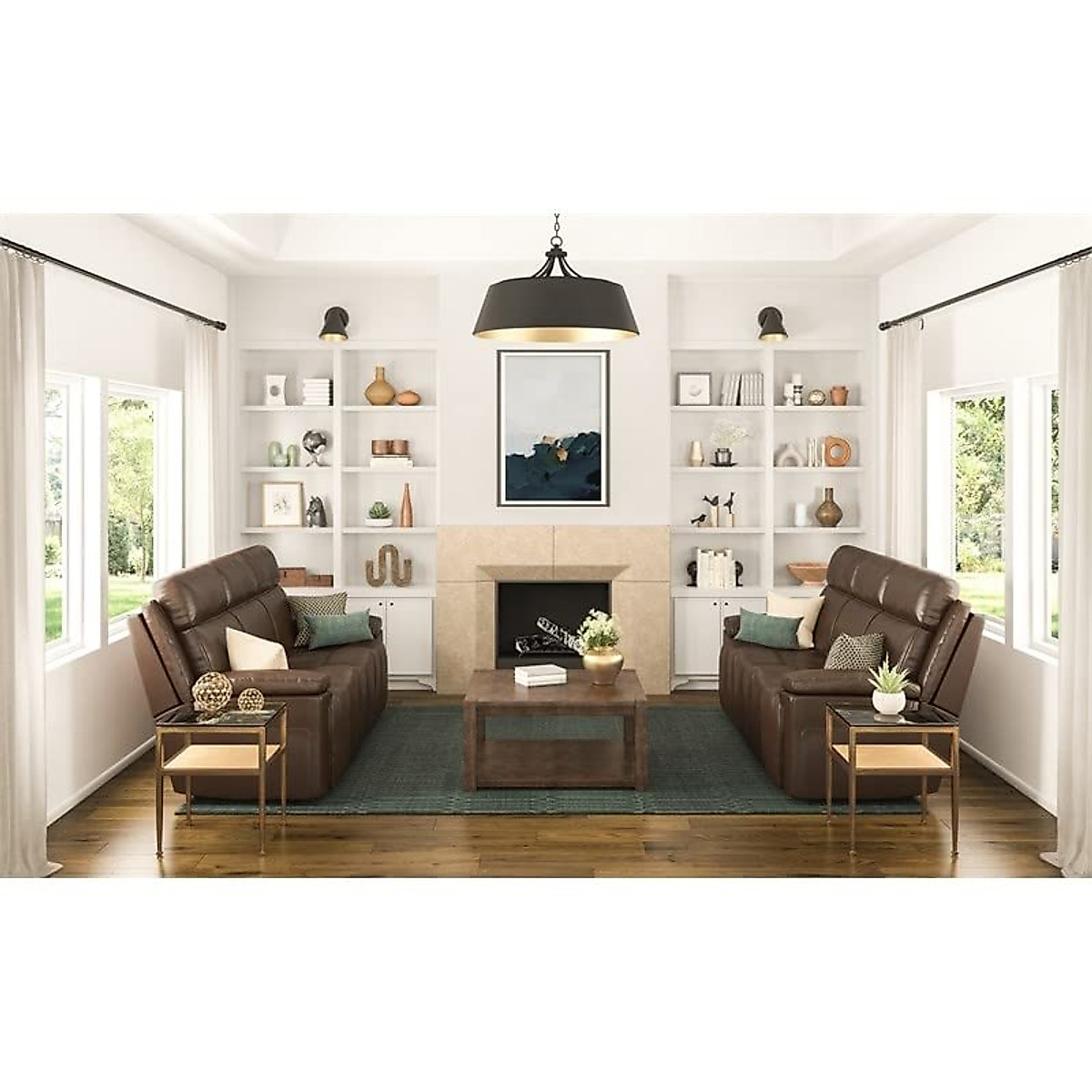 BOWERY HILL Transitional Brown Rustic Square Coffee Table with Casters