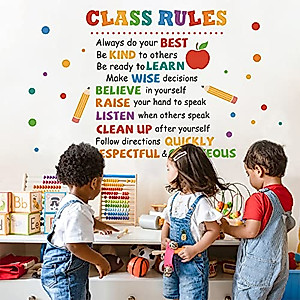 Mfault Classroom Rules Inspirational Quote Wall Decals Stickers, Motivational Sayings Kids Nursery Decoration Bedroom Art, Baby Boys Girls Toddlers Daycare School Educational Decor