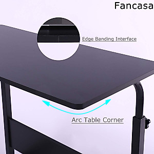 Laptop Cart 31.5" Mobile Table Fancasa Movable Portable Adjustable Notebook Computer Stand with Wheels (Black)