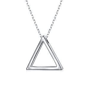 DAOCHONG 925 Sterling Silver Geometric Jewelry Minimalist Triangle Pendant Necklace for Women Birthday Christmas
